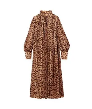 Zimmermann Crush Tie-neck Leopard-print Dress