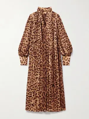 Zimmermann Crush Tie-neck Leopard-print Dress