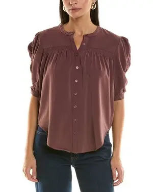 BISHOP + YOUNG Bishop + Young Rachel Ruched Sleeve Blouse - Red