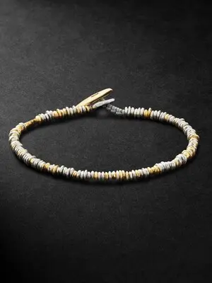 MAOR M.cohen Pilla 18-karat And Sterling Silver Beaded Cord Bracelet - Gold