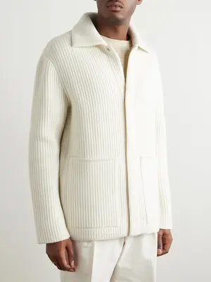 Zegna Ribbed Wool And Cashmere-blend Jacket