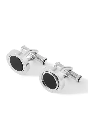 Montblanc Stainless Steel Onyx Cufflinks - Silver