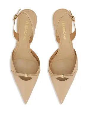 FERRAGAMO Mini-bow Slingback Pumps - Neutrals