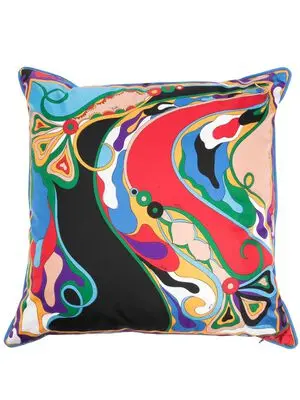 Emilio Pucci Orchidee And Iride-print Cushion - Blue