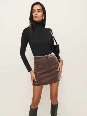 REFORMATION Veranda Velvet Mini Skirt - Magnetic