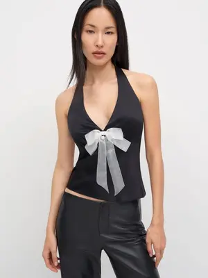 REFORMATION Clarissa Halter Neck Silk Top