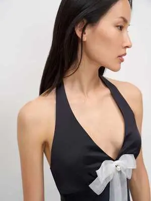 REFORMATION Clarissa Halter Neck Silk Top