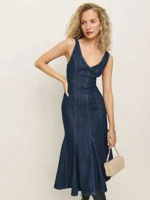 REFORMATION Serafina Denim Midi Dress