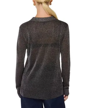 Whistles Sparkle Knit Collared Shirt - Black/multi