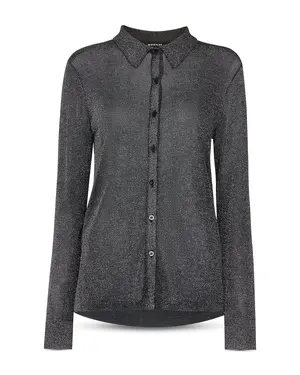 Whistles Sparkle Knit Collared Shirt - Black/multi
