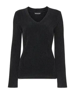 Whistles Chenille V-neck Knit Sweater