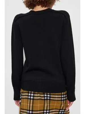 Burberry Wool V-neck Cardigan - Black