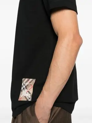 Burberry Check-logo Patch Cotton T-shirt - Black