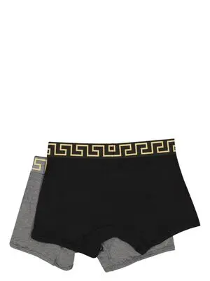 Versace Greca Border Long Boxers - Black