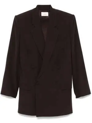 Saint Laurent Silk Crepe Blazer - Brown