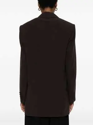 Saint Laurent Silk Crepe Blazer - Brown