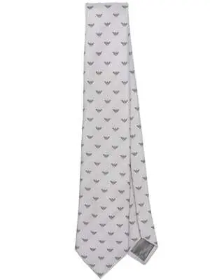 Emporio Armani Patterned-jacquard Silk Tie - Grey