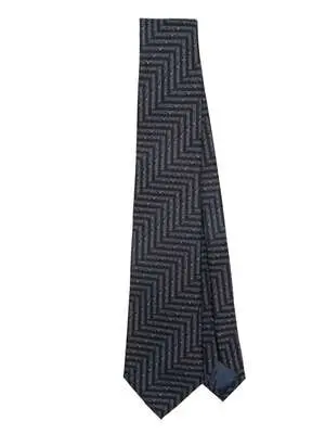 EMPORIO ARMANI Logo-jacquard Silk Tie