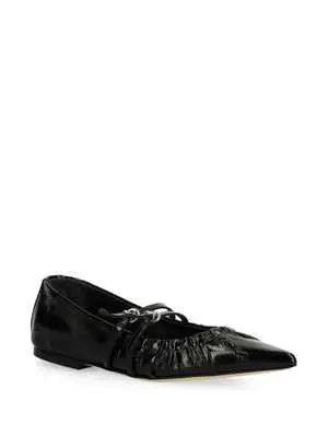 MSGM Ruched Ballerina Flats - Black