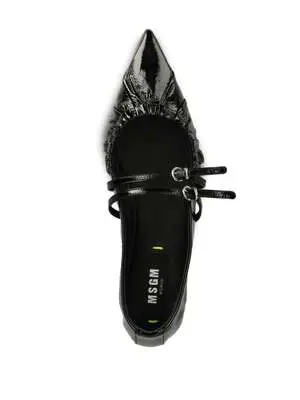 MSGM Ruched Ballerina Flats - Black