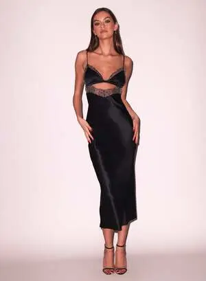 FLEUR DU MAL Beaded Rose Slip Dress