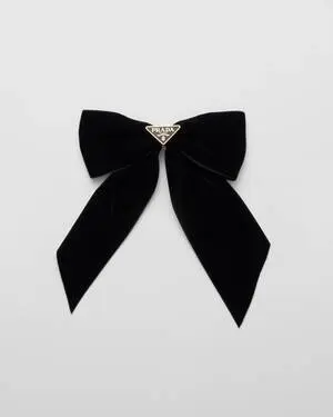 Prada Velvet Bow Hair Clip - Black