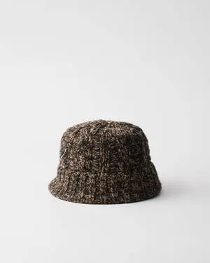 Prada Mélange Wool Bucket Hat - Black/camel