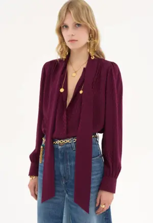 Chloé Lavallière Blouse In Silk Jacquard