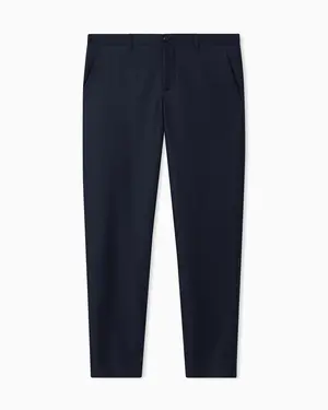 Giorgio Armani Wool And Cashmere Gabardine Trousers - Navy_blue