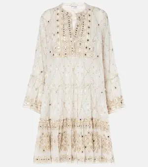 JULIET DUNN Juliet Dunn Mosaic Printed Cotton Midi Dress Neutrals