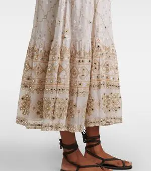 JULIET DUNN Mosaic Printed Cotton Midi Dress - Neutrals