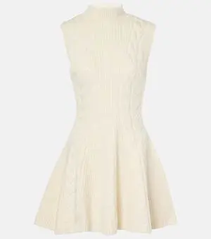 Staud Charade Cable-knit Wool-blend Minidress - Beige