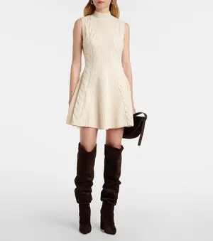 Staud Charade Cable-knit Wool-blend Minidress - Beige