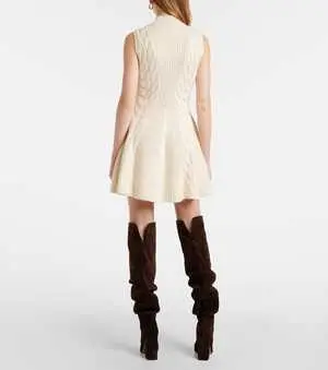 Staud Charade Cable-knit Wool-blend Minidress - Beige