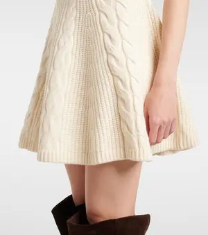 Staud Charade Cable-knit Wool-blend Minidress - Beige