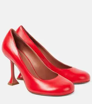 Amina Muaddi Iris 95 Leather Pumps - Red