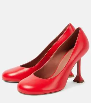 Amina Muaddi Iris 95 Leather Pumps - Red