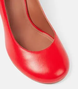Amina Muaddi Iris 95 Leather Pumps - Red