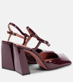 Amina Muaddi Charlotte 95 Patent Leather Pumps - Burgundy