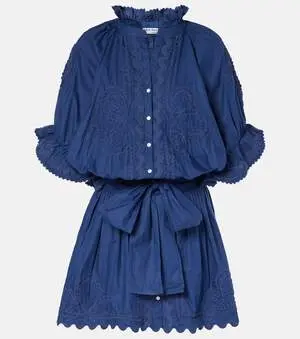 JULIET DUNN Embroidered Cotton Poplin Minidress