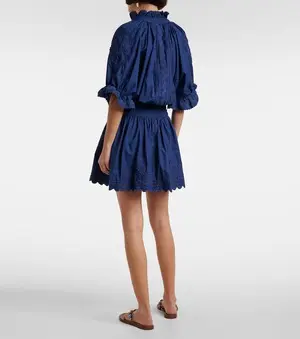 JULIET DUNN Embroidered Cotton Poplin Minidress