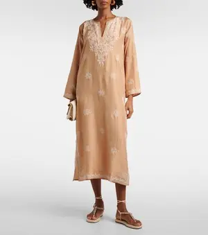 JULIET DUNN Embroidered Silk Kaftan