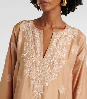 JULIET DUNN Embroidered Silk Kaftan