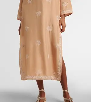JULIET DUNN Embroidered Silk Kaftan