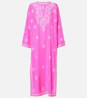 JULIET DUNN Embroidered Silk Kaftan - Pink