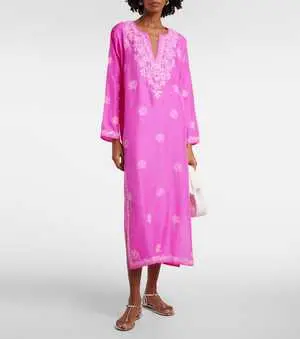 JULIET DUNN Embroidered Silk Kaftan - Pink