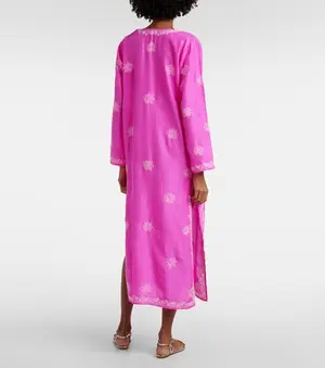 JULIET DUNN Embroidered Silk Kaftan - Pink