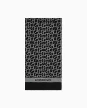 Giorgio Armani Wool Scarf With Jacquard Monogram