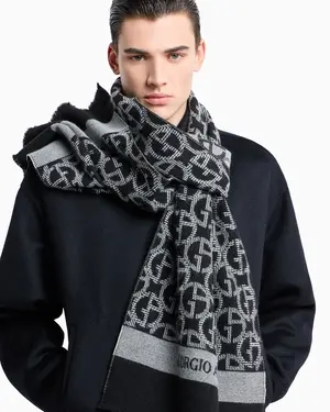Giorgio Armani Wool Scarf With Jacquard Monogram