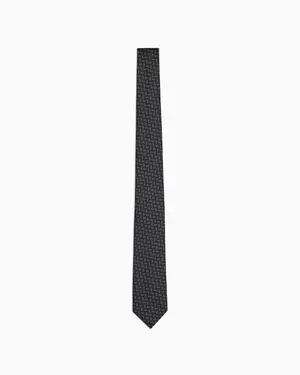 Giorgio Armani Silk Neck Tie With Geometric Jacquard - Black